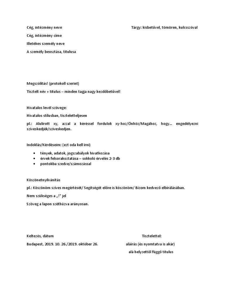 Hivatalos Levél | PDF