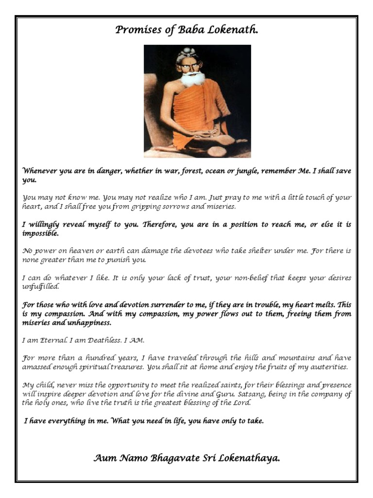 Divine Promises of Baba Lokenath | PDF | Religion & Spirituality