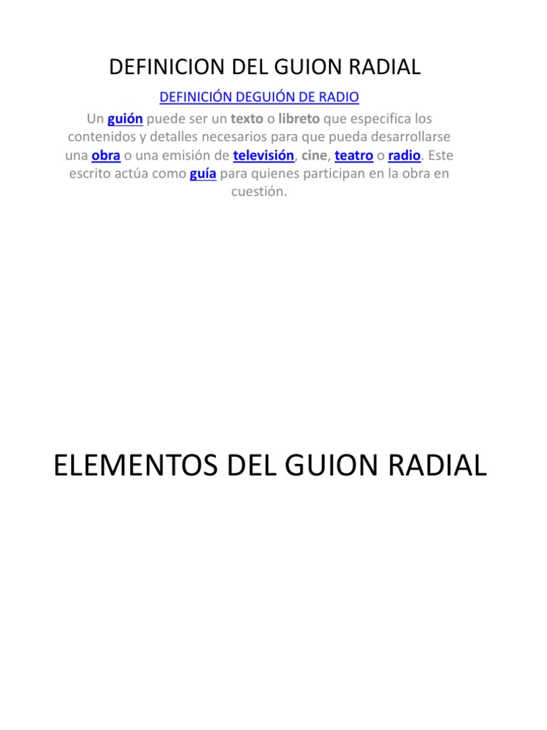 Definicion Del Guion Radial 1 | PDF | Radio | Comunicación