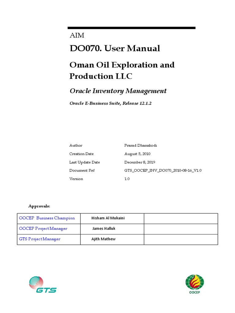 Oracle Inventory Guide | PDF | Receipt | Button (Computing)