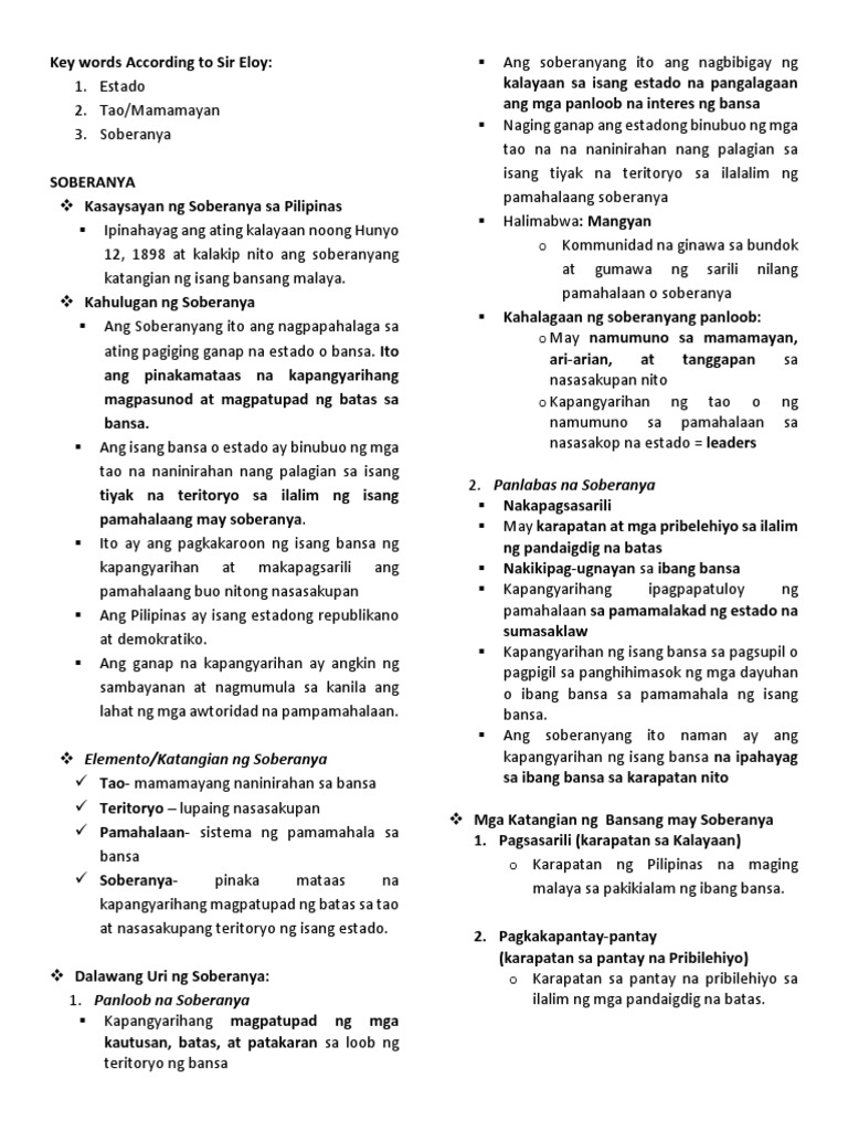 Soberanya Notes | PDF