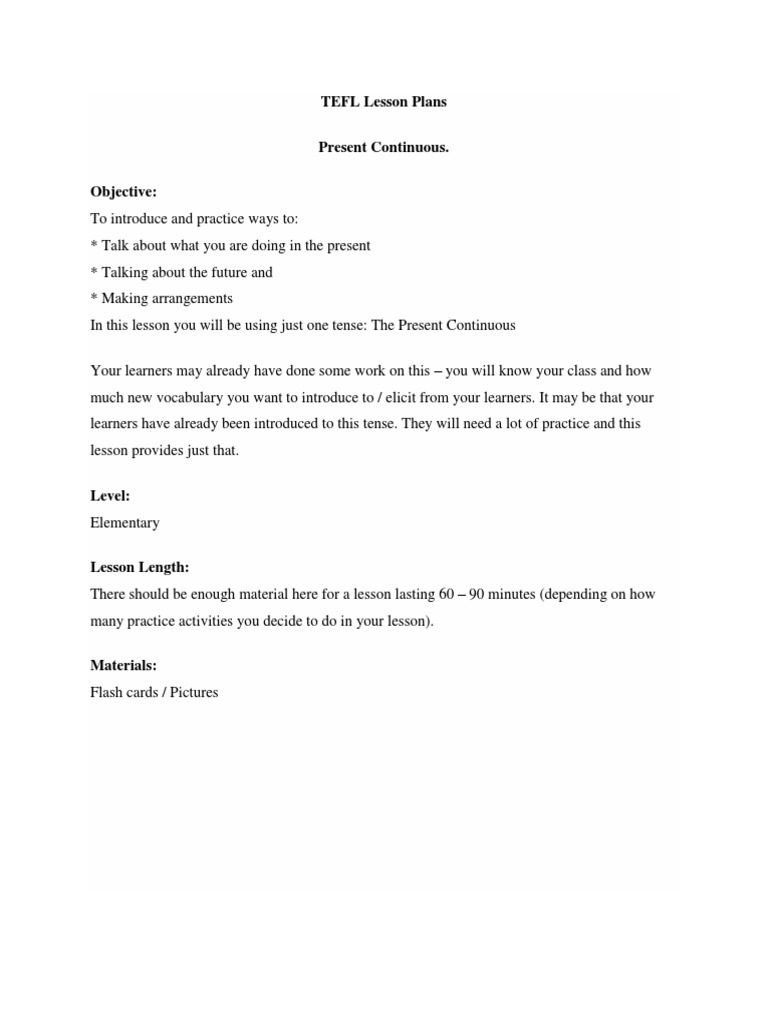 EXample TEFL Lesson Plans | PDF | Question | Communication