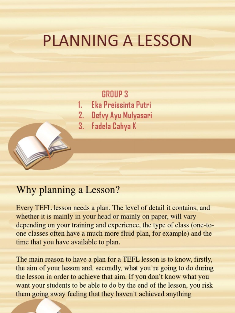 Planning A Lesson Tefl | PDF