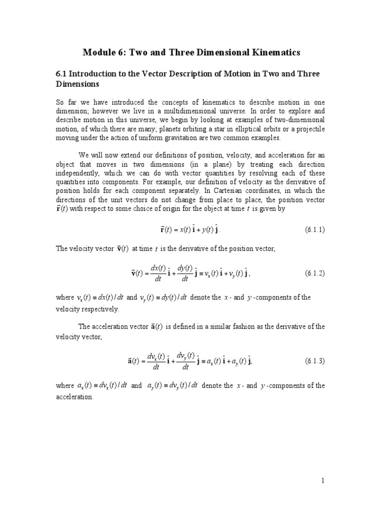2D and 3D Motion PDF | PDF | Velocity | Kinematics