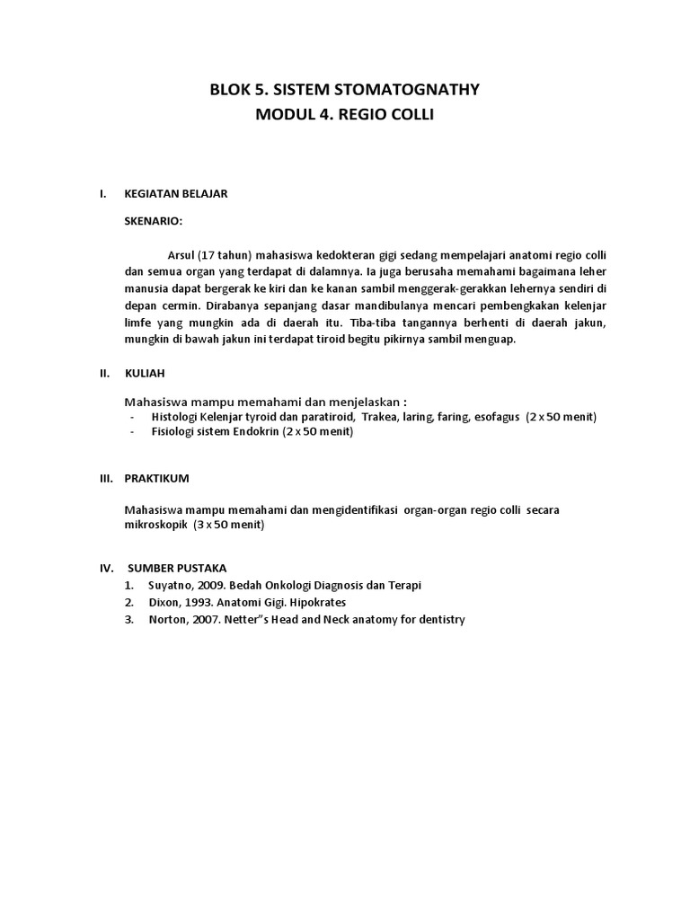 Skenario Modul Regio Colli 2018 | PDF