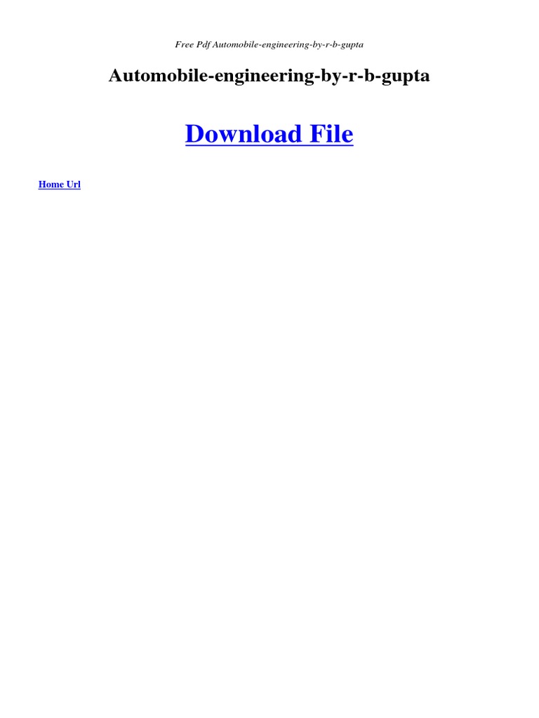 Automobile Engineering by R B Gupta PDF | PDF