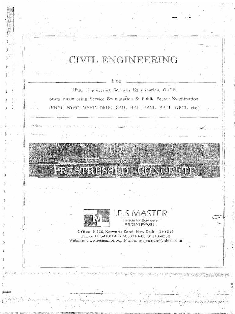 IES MASTER R.C.C 1 Study Material For GATE PSU IES GOVT Exams PDF | PDF