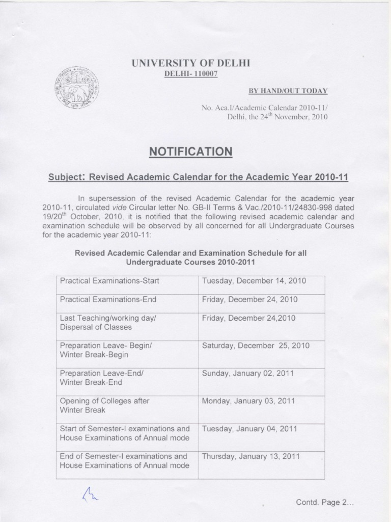 Revised Academic Calendar 2010-11 | PDF | Academic Term | Academia