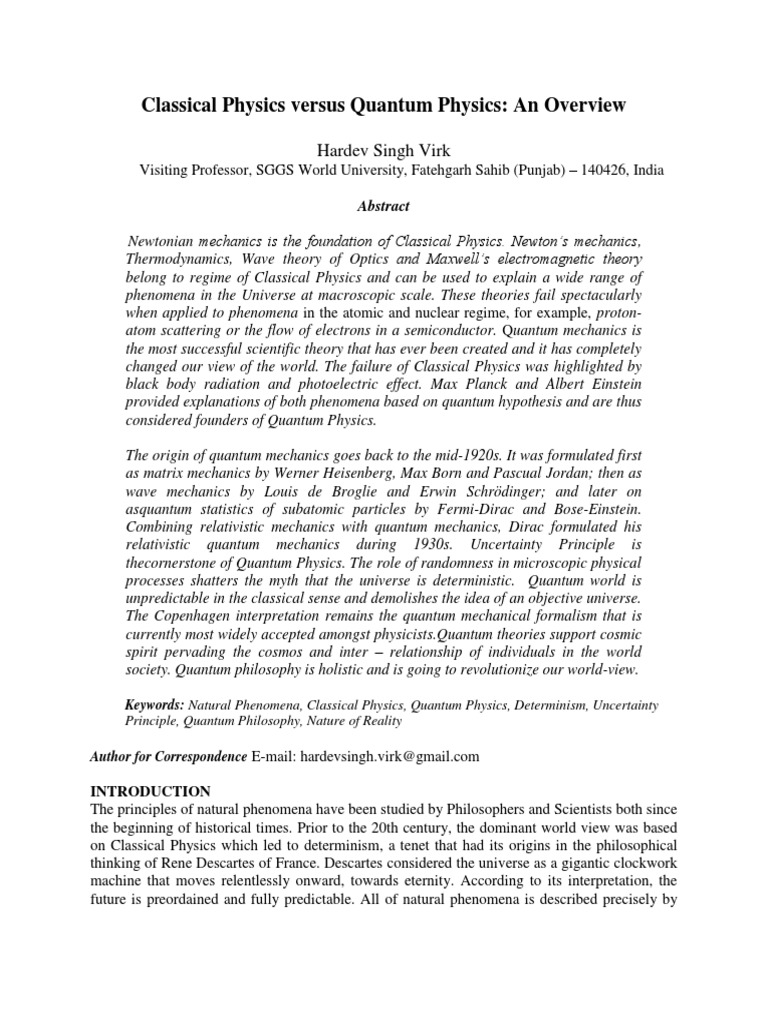 Classical Physics Versus Quantum Physics | PDF | Quantum Mechanics ...
