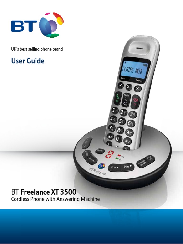 BT3500 Cordless Manual | PDF | Telephone Call | Telephone