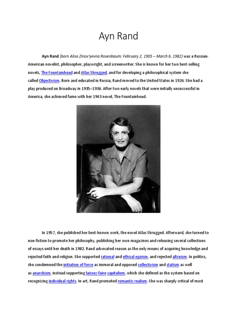 Ayn Rand | PDF | Ayn Rand | Objectivism (Ayn Rand)