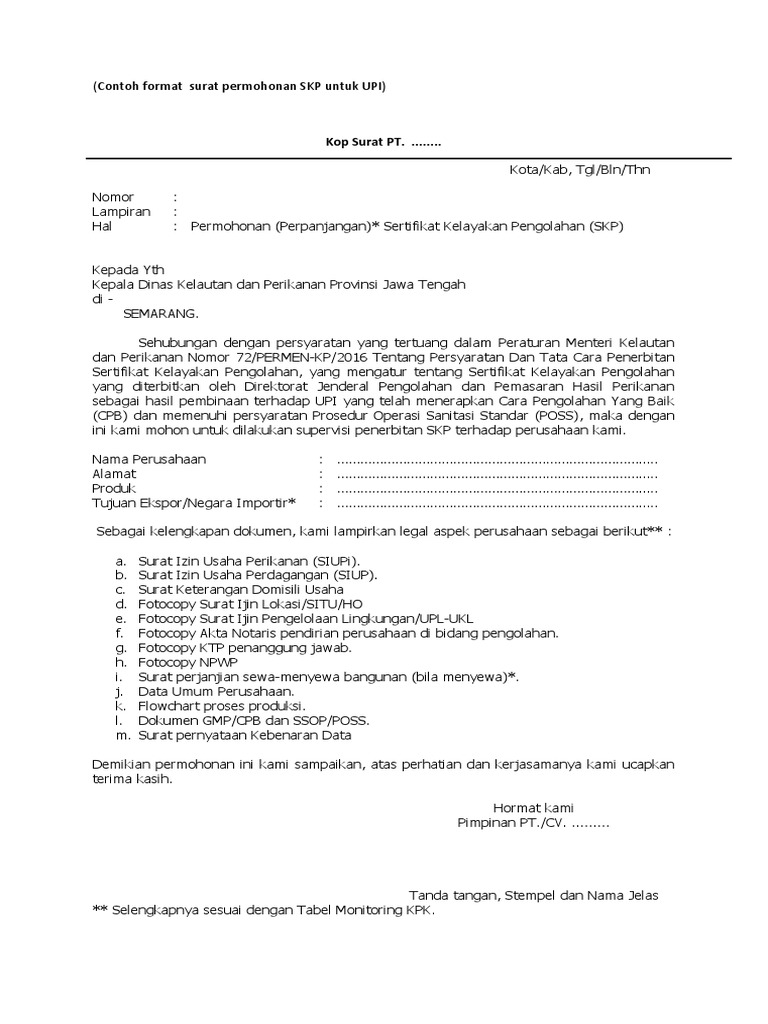UPI Format Surat Permohonan SKP | PDF