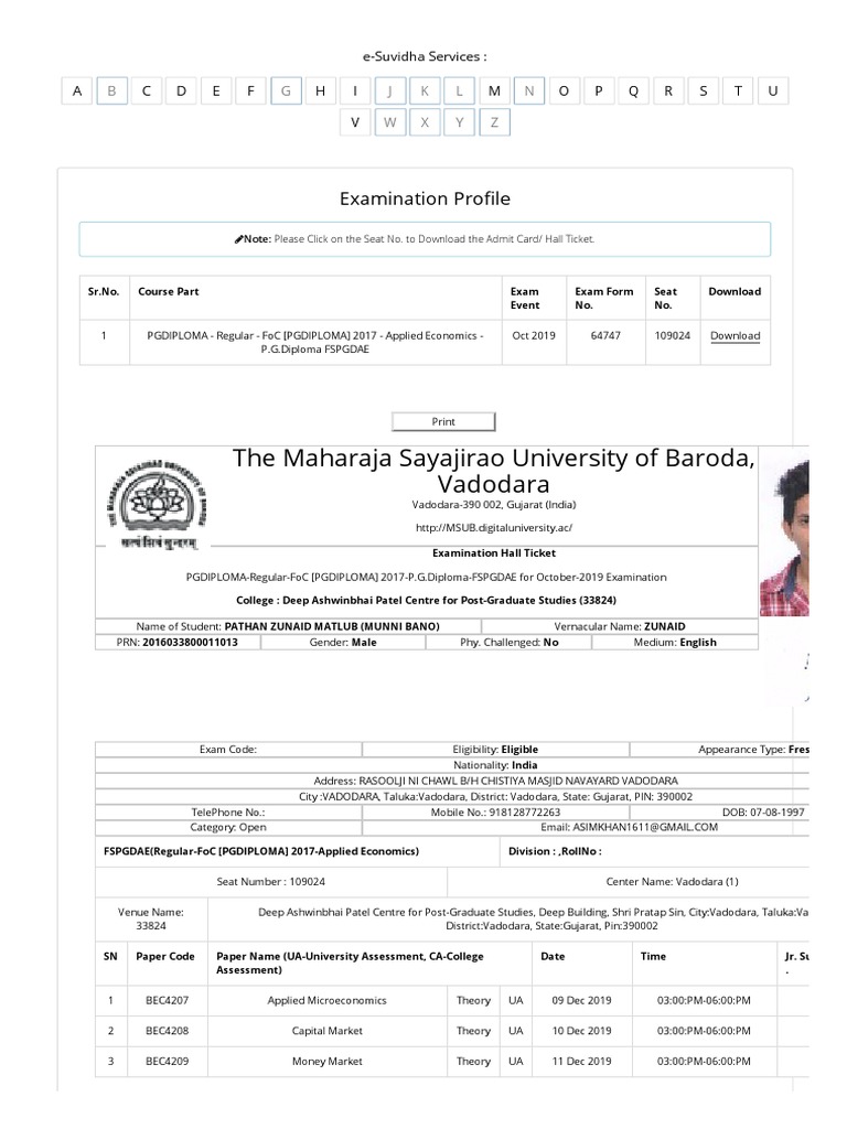 Examination Hall Ticket PDF | PDF | Business