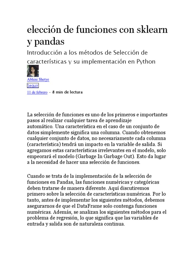 Elección de Funciones Con Sklearn - Feature - Selection | PDF ...
