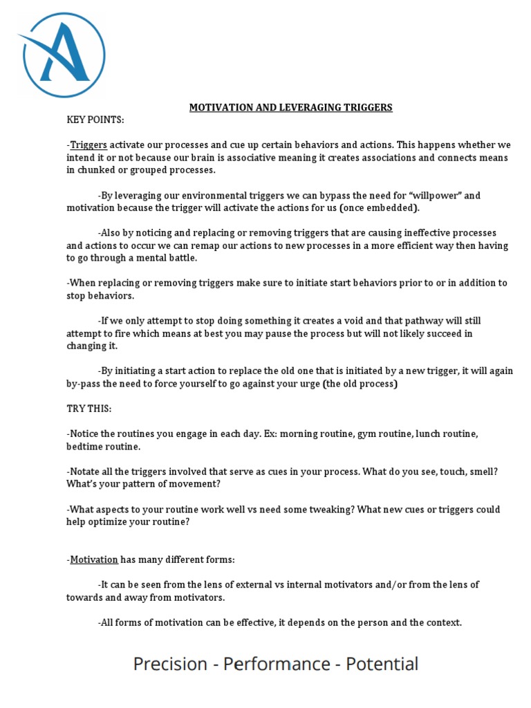 Motivation and Triggers PDF | PDF | Motivation | Motivational
