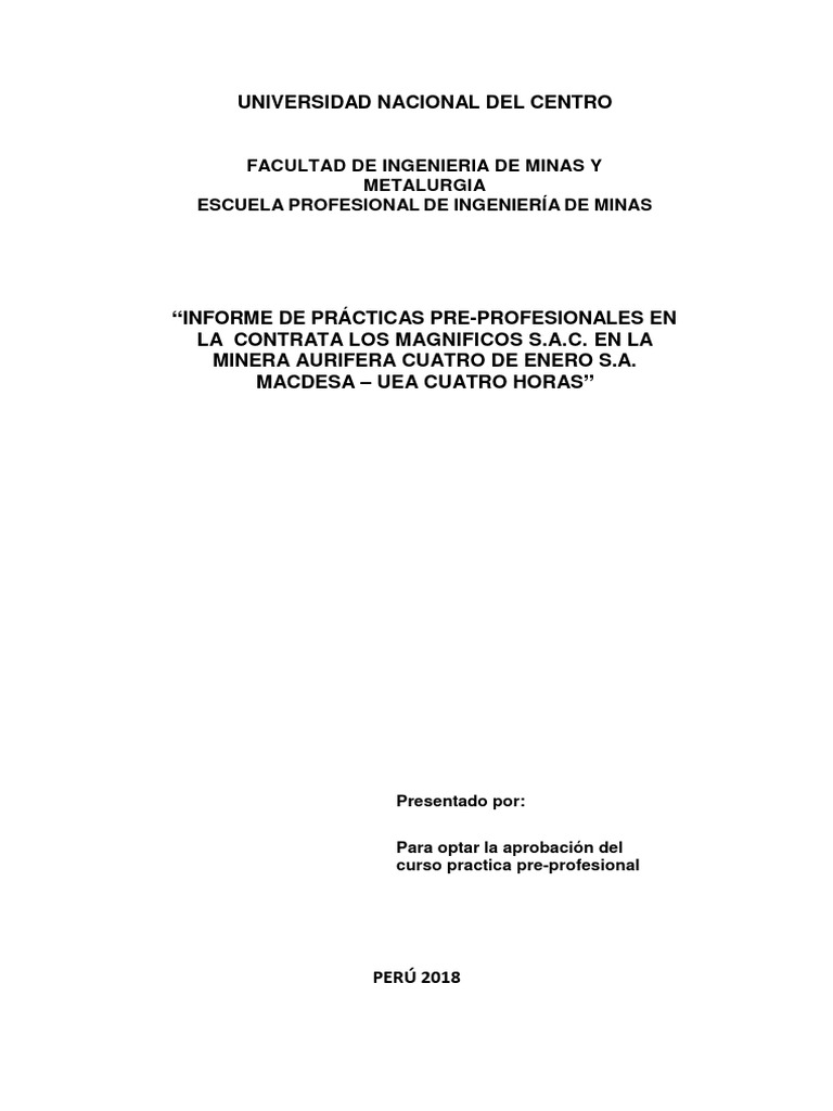 Informe Prac. Minas | PDF | Falla (geología) | Minería