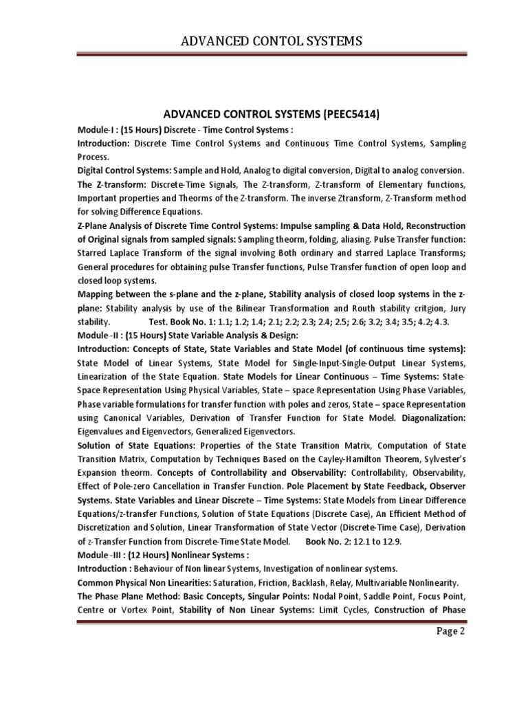 Advanced Contol Systems Full Notes | PDF | Analog To Digital Converter ...