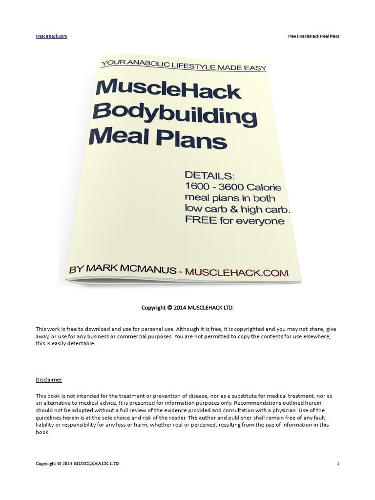 MuscleHack Free Meal Plans PDF | PDF | Dieting | Low Carbohydrate Diet