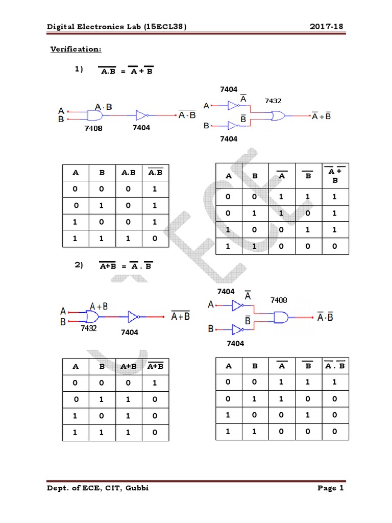 Digital Electronics Lab Manual | PDF | Logic Gate | Digital Electronics