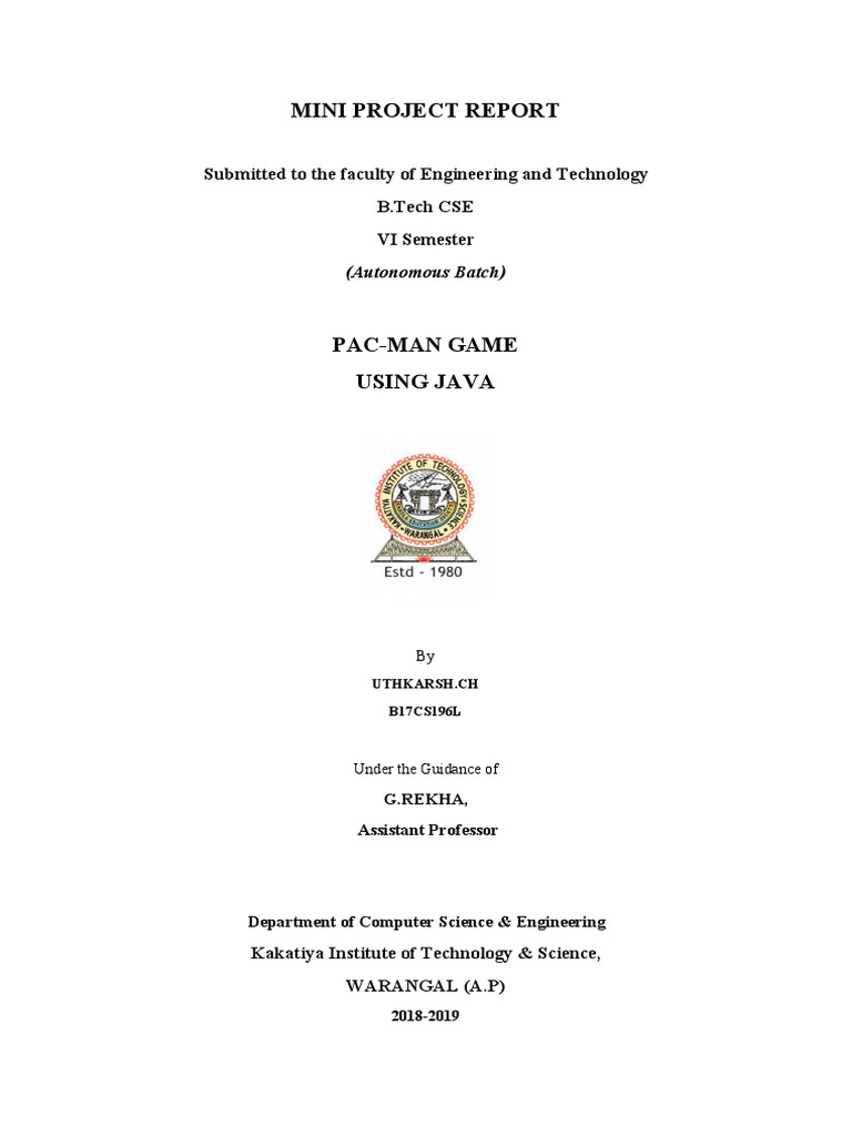 Pac-Man Game Implementation Using Java: A Mini Project Report | PDF | Integrated Development ...