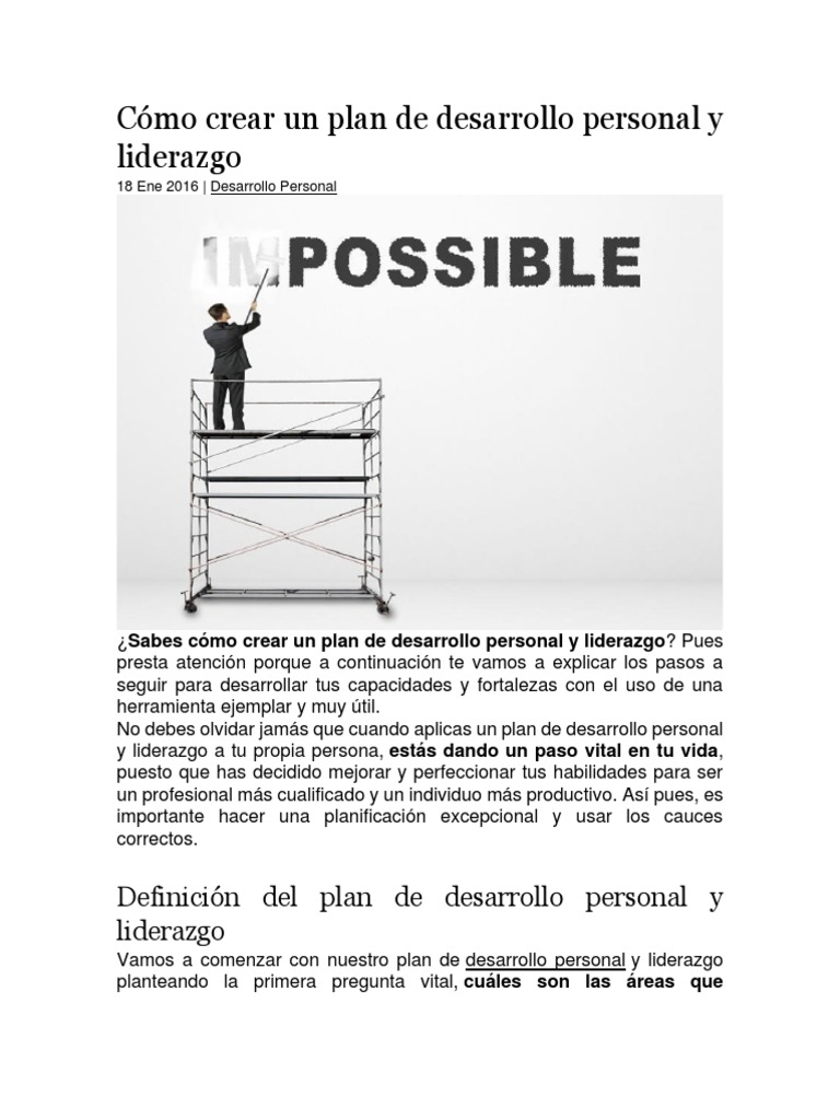 Cómo Crear Un Plan de Desarrollo Personal y Liderazgo PDF | PDF ...