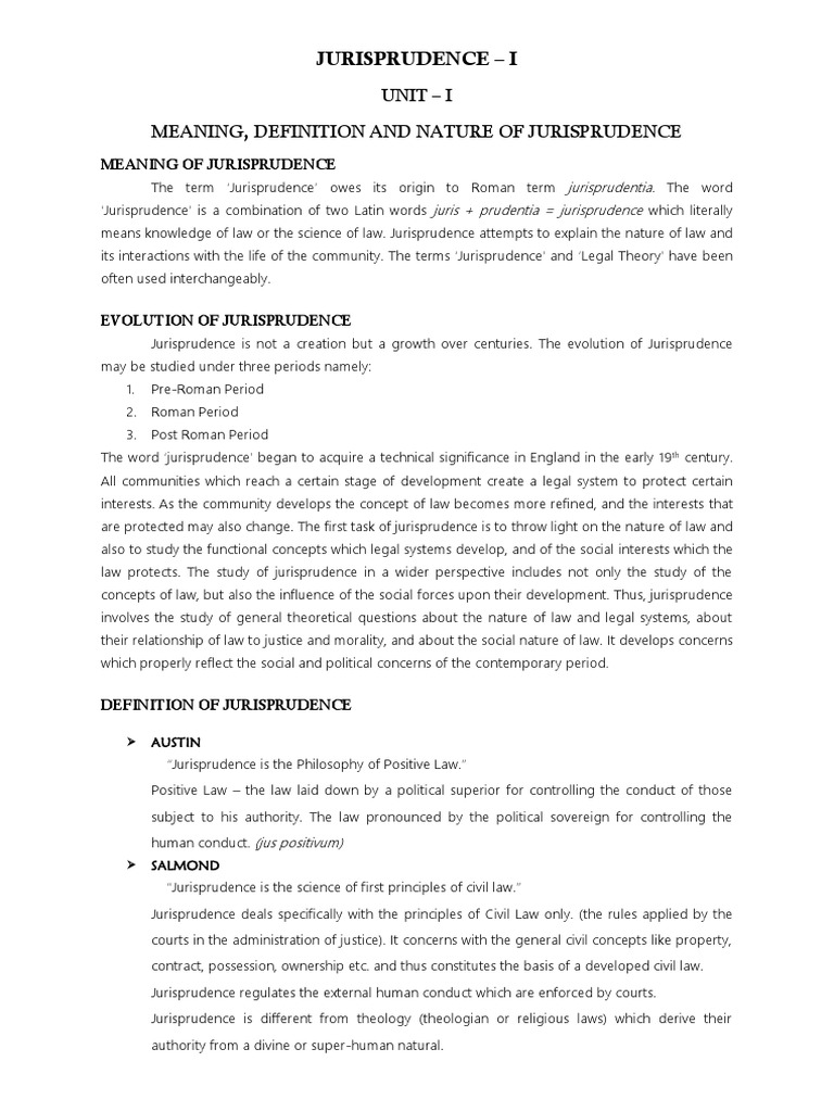 Jurisprudence-I Class Notes | PDF | Jurisprudence | Natural Law