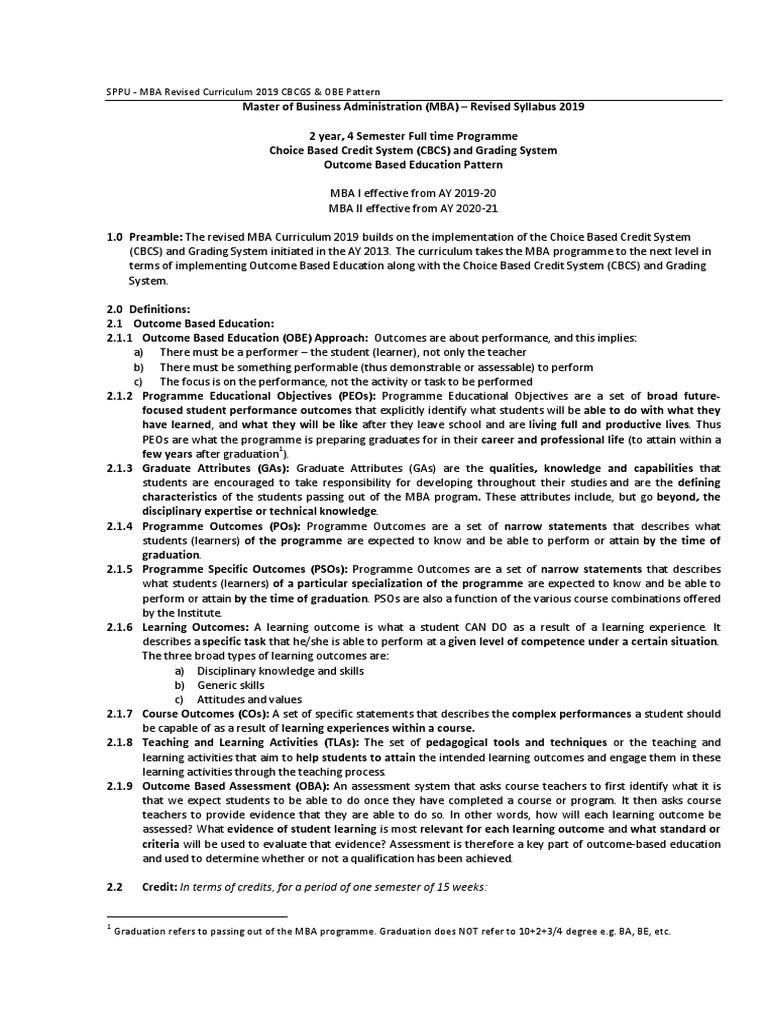 MBA - Revised Syllabus 2019 23-10-19 - 24.102019 | PDF | Curriculum ...