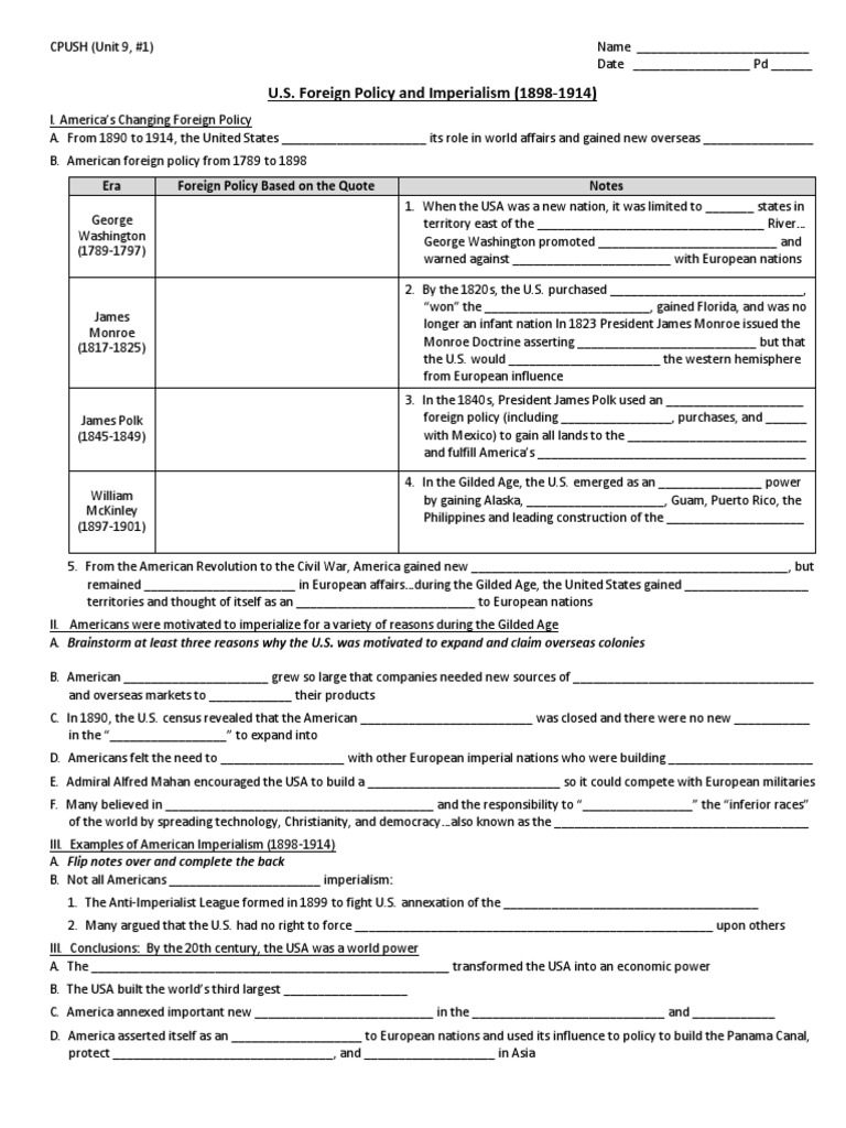 1 U.S. Foreign Policy and Imperialism PDF | PDF | The United States ...