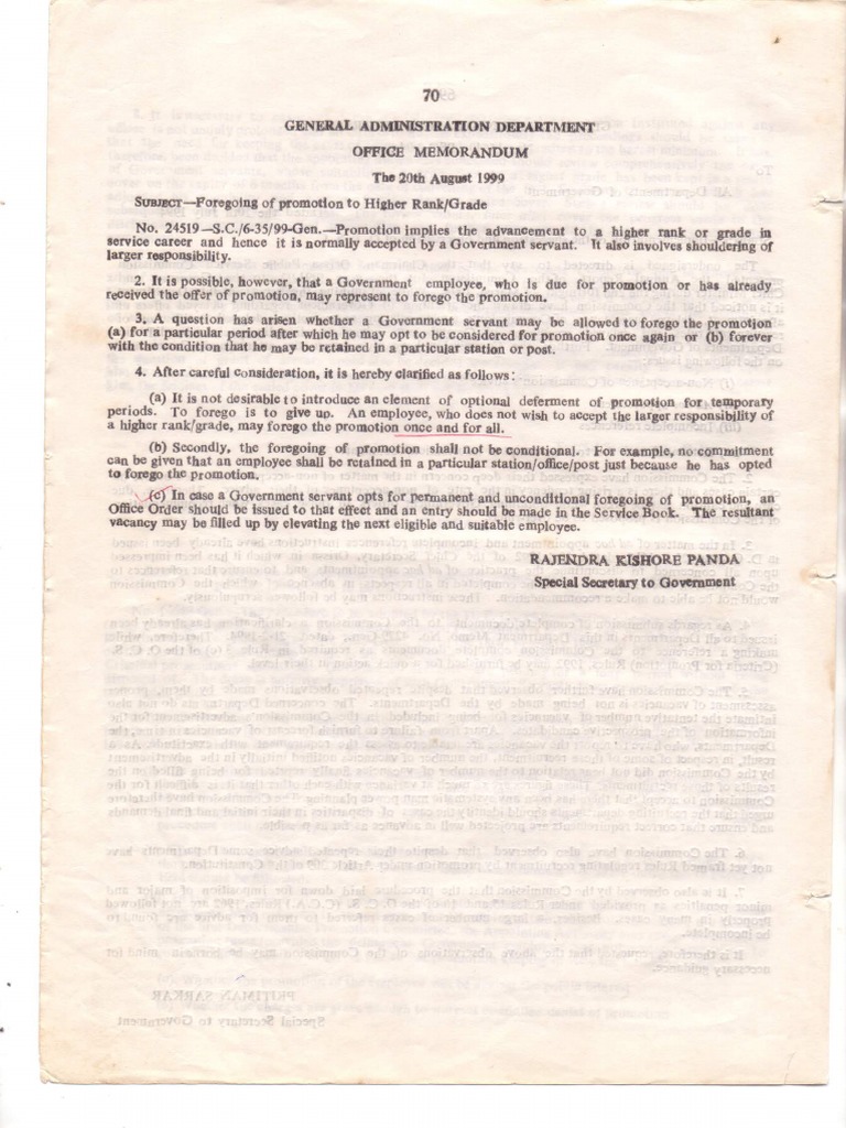 Forego of Promotion Rule | PDF