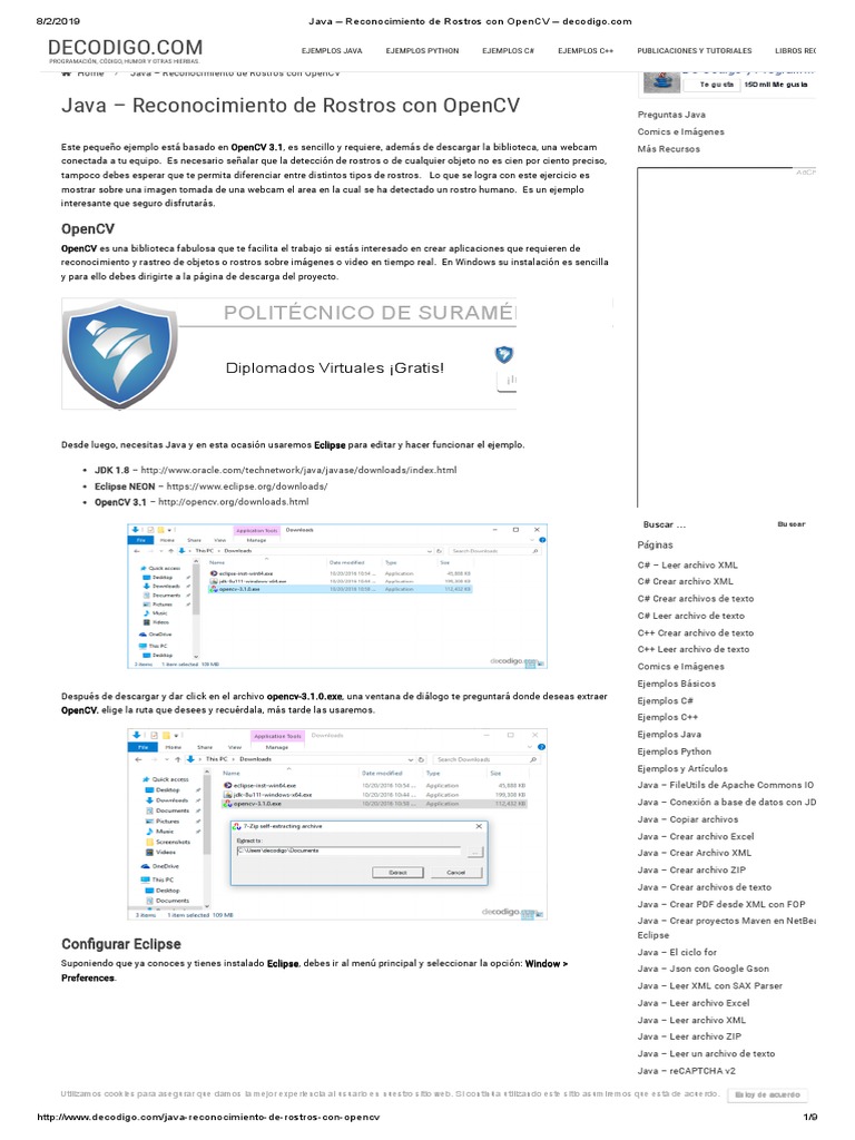 Reconocimiento facial en Java con OpenCV: un ejemplo sencillo | PDF | Java (lenguaje de ...