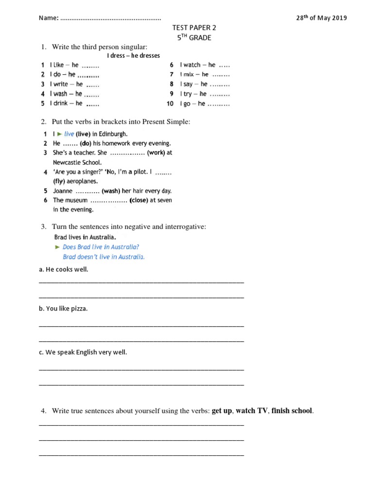 Test 5th Grade | PDF | Language Mechanics | Language Families