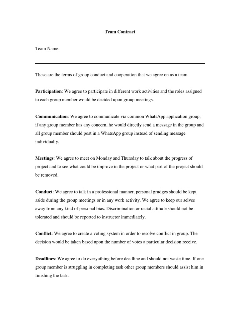 Team Contract Guidelines | PDF | Career & Growth