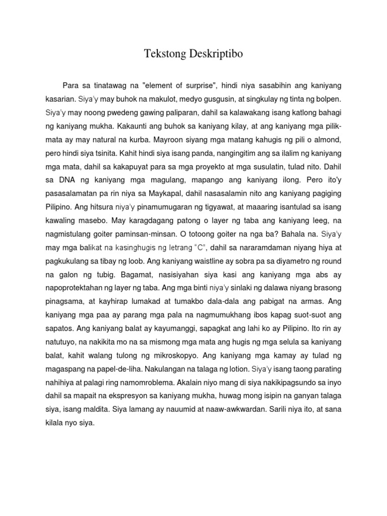 Tekstong Deskriptibo | PDF