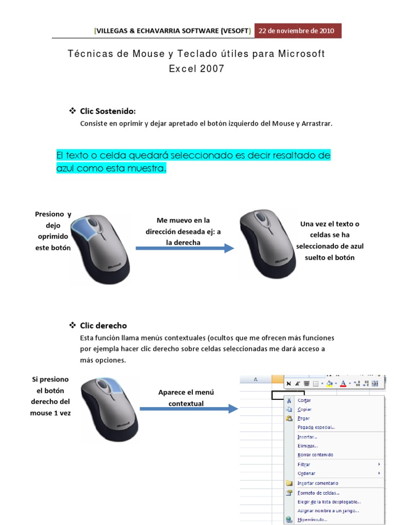 Técnicas de Mouse y Teclado Útiles para Microsoft Excel 2007 - UP | PDF | Point and Click ...