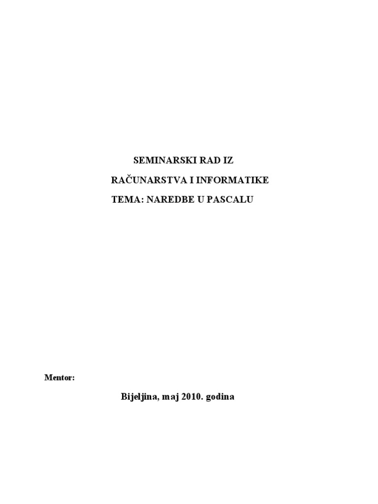 Naredbe U PASCAL-u | PDF