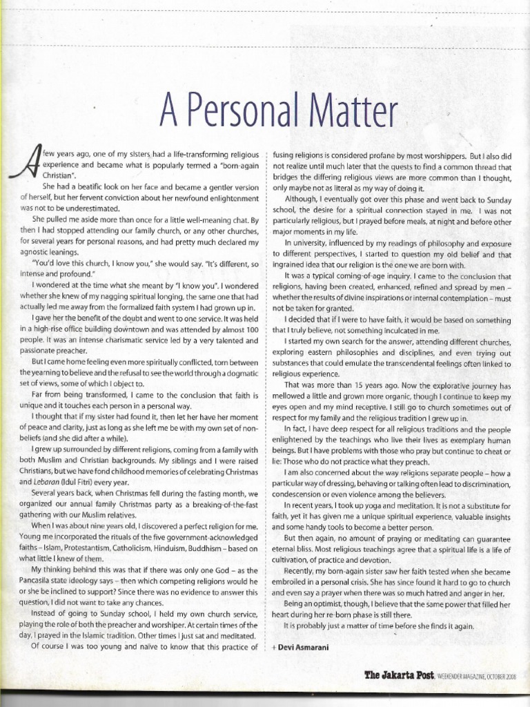 A Personal Matter PDF | PDF