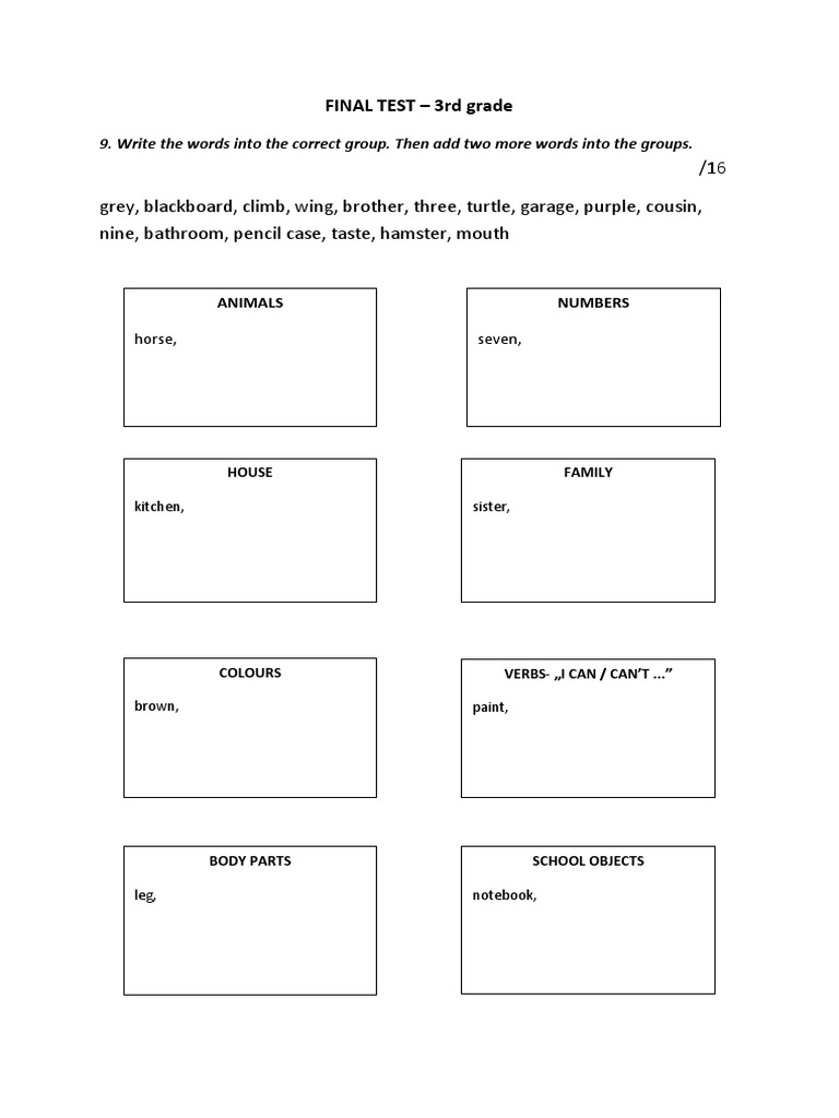 FINAL TEST 3rd Grade PDF Linguistic Typology Morphology