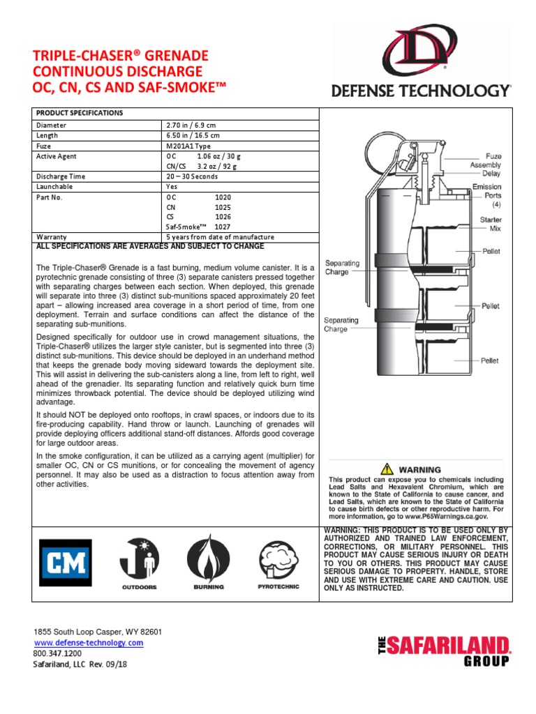 Triple-Chaser Grenade PDF | PDF | Cluster Munition | Military Technology