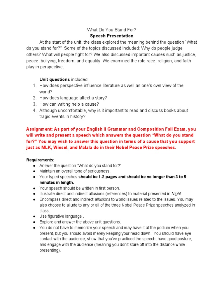 What Do You Stand For Speech | PDF | Question | Linguistics