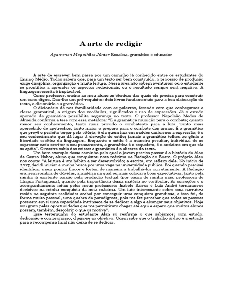 A Arte de Redigir | PDF | Gramática | Professores