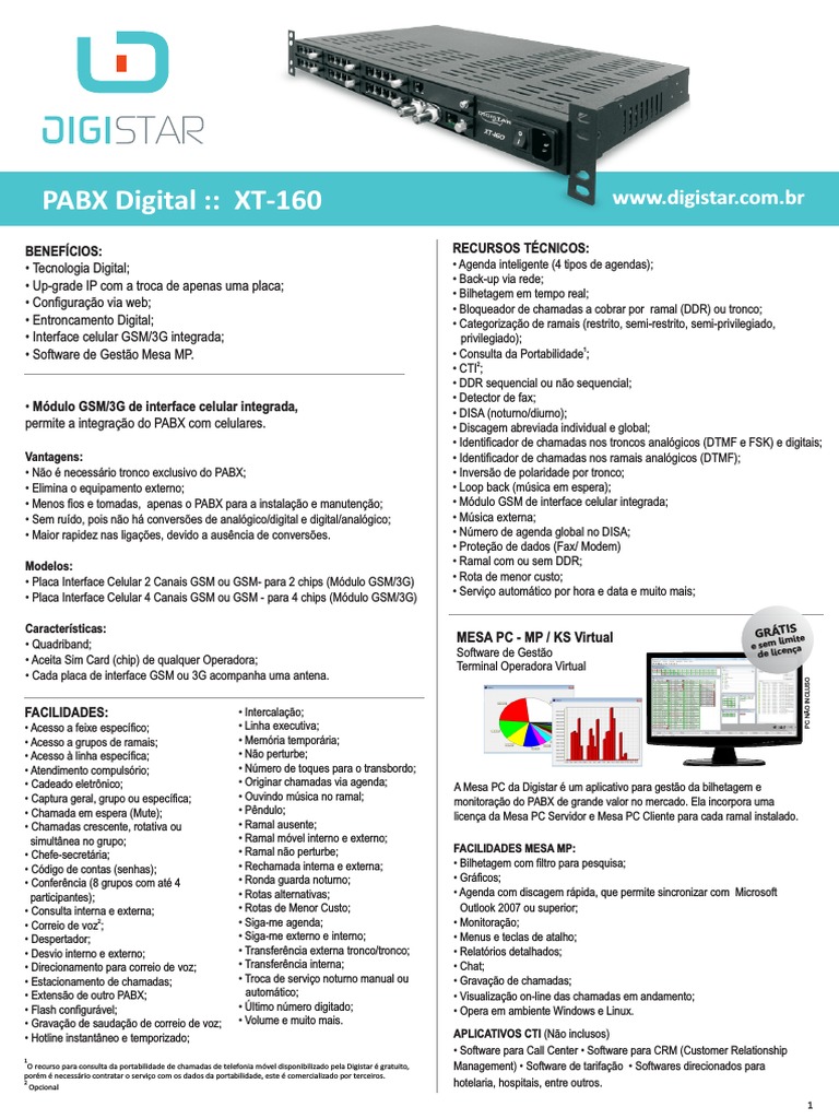Arquivo-Datasheet Pabx TDM xt160 PDF | PDF | PCs (computadores) | Celulares