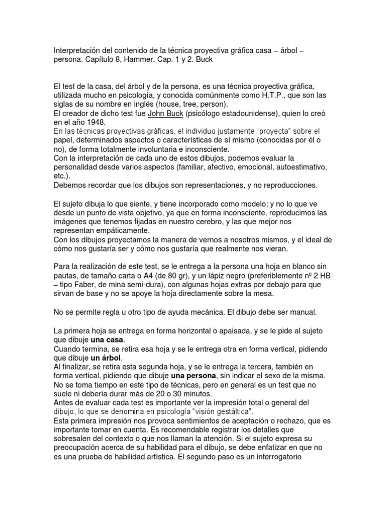 HTP - Hammer y Buck | PDF | Perspectiva (Gráfica) | Sicología