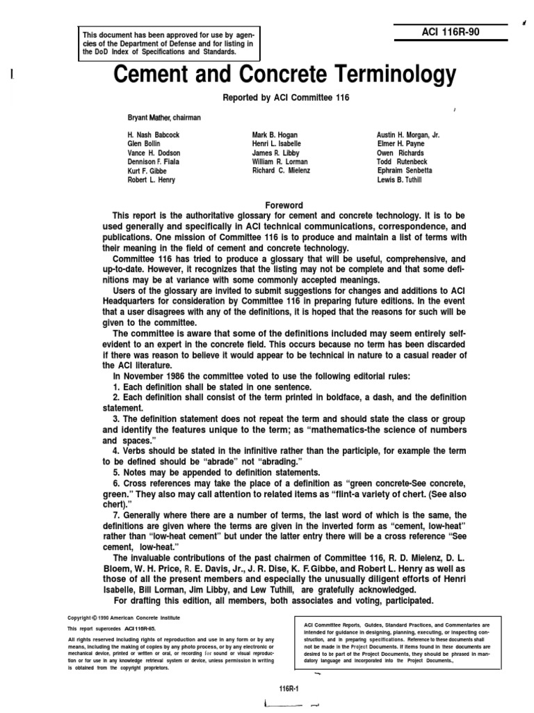 Aci 116R - 90 | PDF | Prestressed Concrete | Concrete