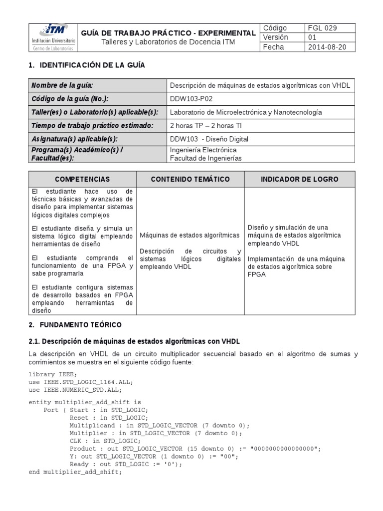 Lab3 PDF | Descargar gratis PDF | Vhdl | Electrónica digital