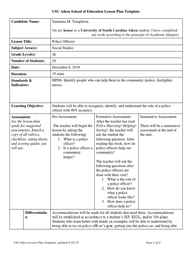 Understanding Police Officers for Kids | PDF | Lesson Plan ...