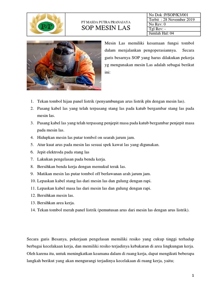 Sop Mesin Las | PDF