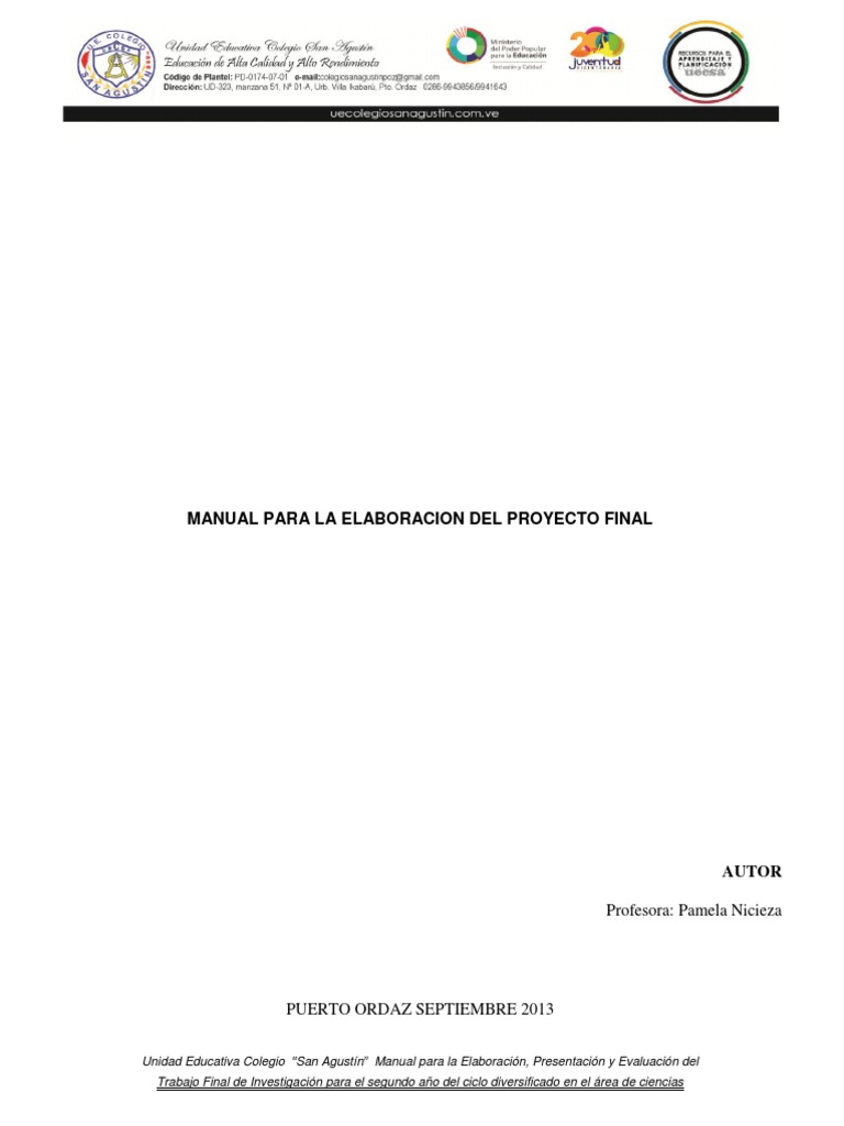 Manual para La Elaboracion de Proyectos PDF | PDF | Evaluación | Teoría