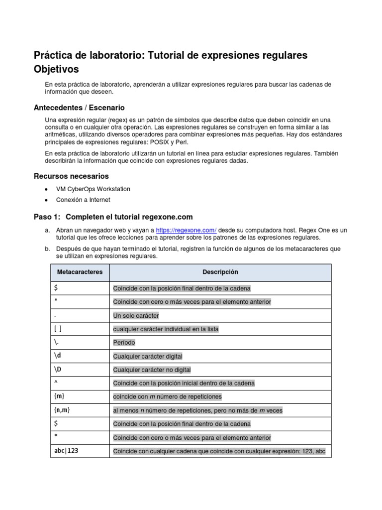 8.3 Lab Regular Expression Tutorial | PDF | Expresión regular | Áreas de informática