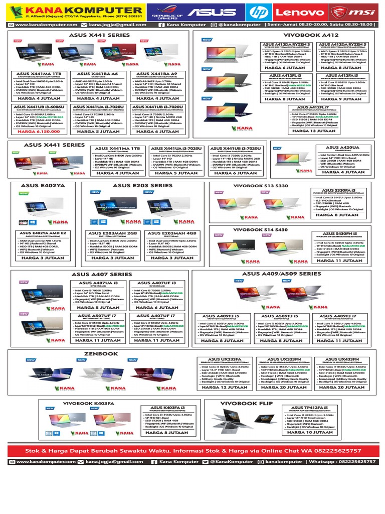 Pricelist Kana Komputer Agustus 2019 Update 8 | PDF | Consumer ...