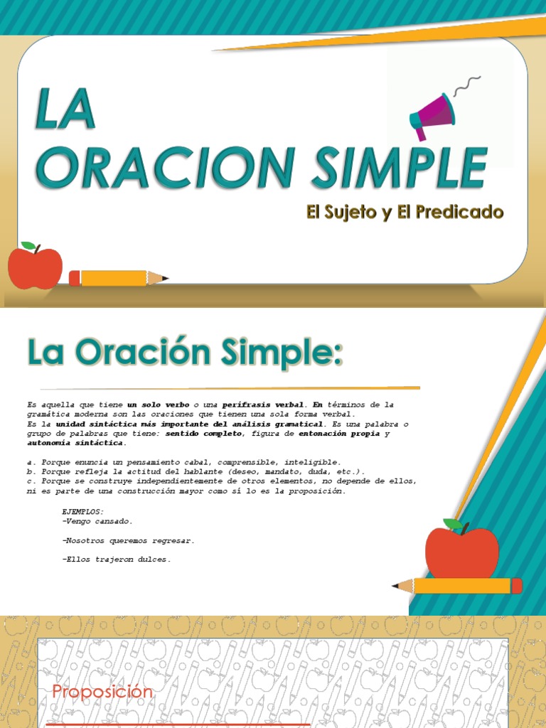 La Oracion Simple | PDF | Asunto (gramática) | Oración (Lingüística)